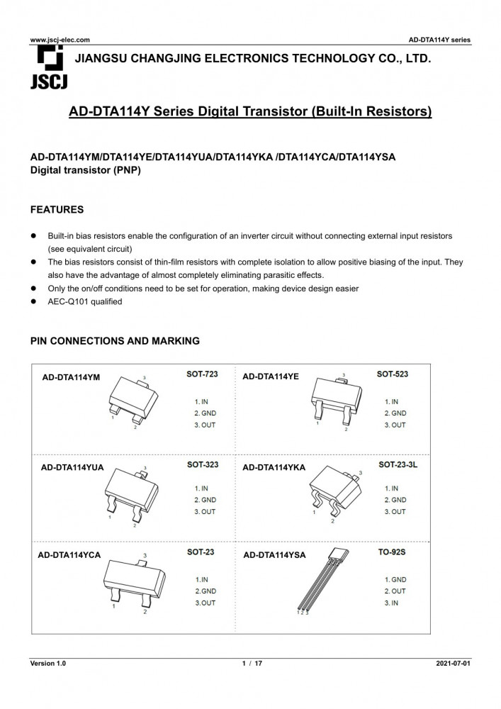 AD-DTA114YUA datasheet page 1