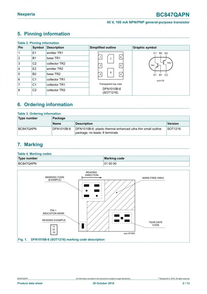 BC847QAPNZ datasheet page 2