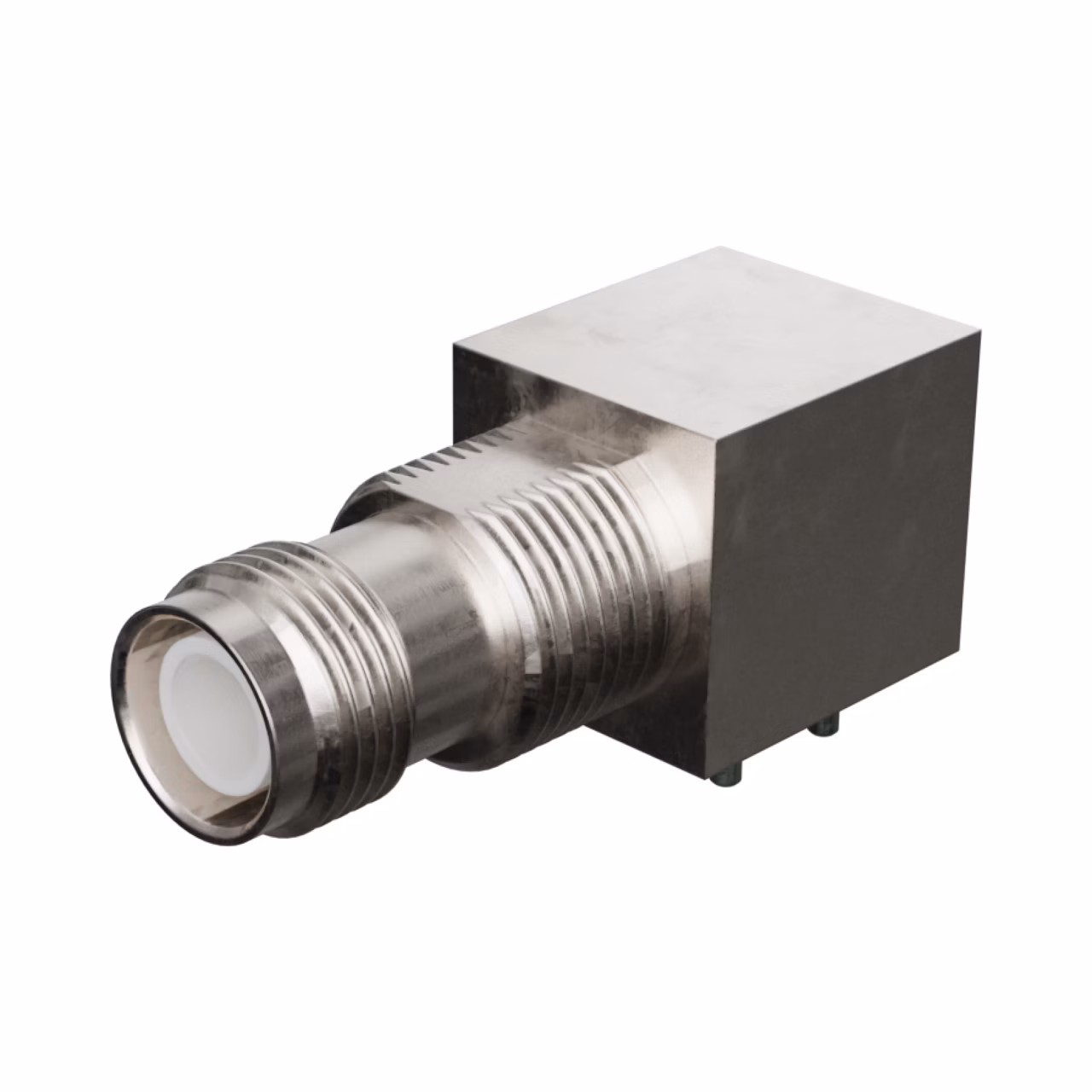 TNC Jack, Reverse Polarity, Right Angle, Bulkhead Receptacle, PCB, Through Hole, Brass Body, Nickel (Ni) Plated, No Hardware Included, One Piece Per Bag, 50 Ohms for sale