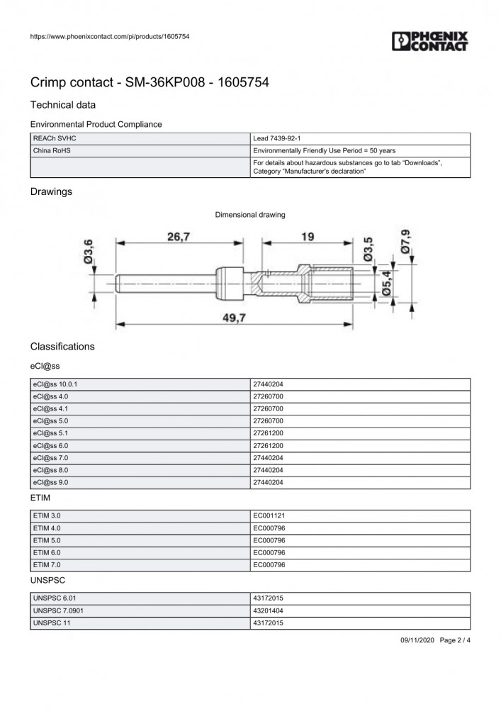 Phoenix Contact 1605754 product documentation page 2