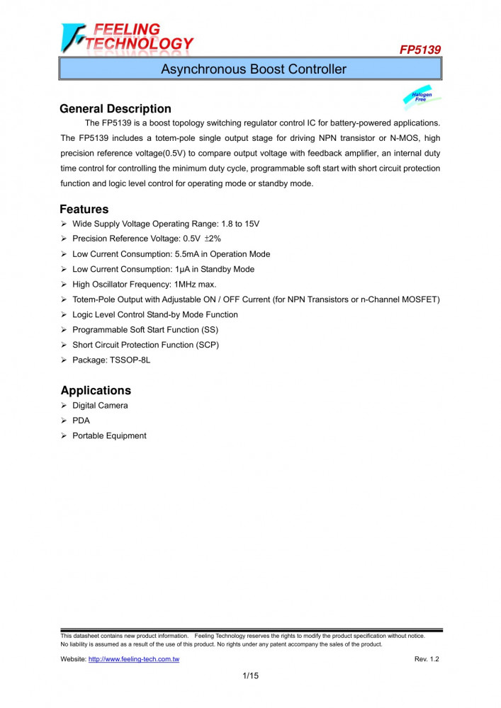 FP5139BWR-LF datasheet page 1