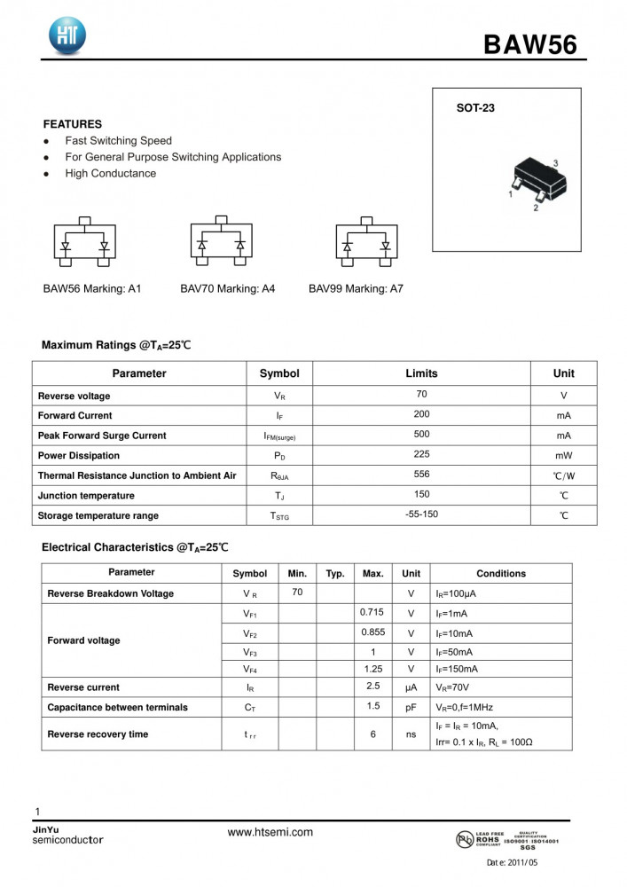 BAW56 technical document page 1