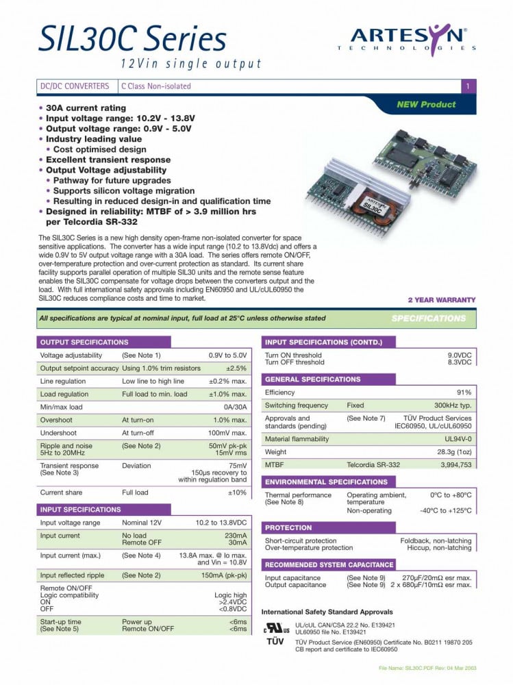 SIL30C-12SADJ-V datasheet page 1