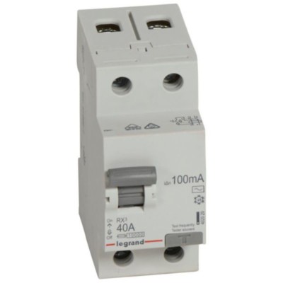RCD RX³ - 2P 230V~ 40A 100mA AC type RCCB - 2-pole DIN rail mounting - 10kA short-circuit capacity - IP20 halogen-free housing for sale