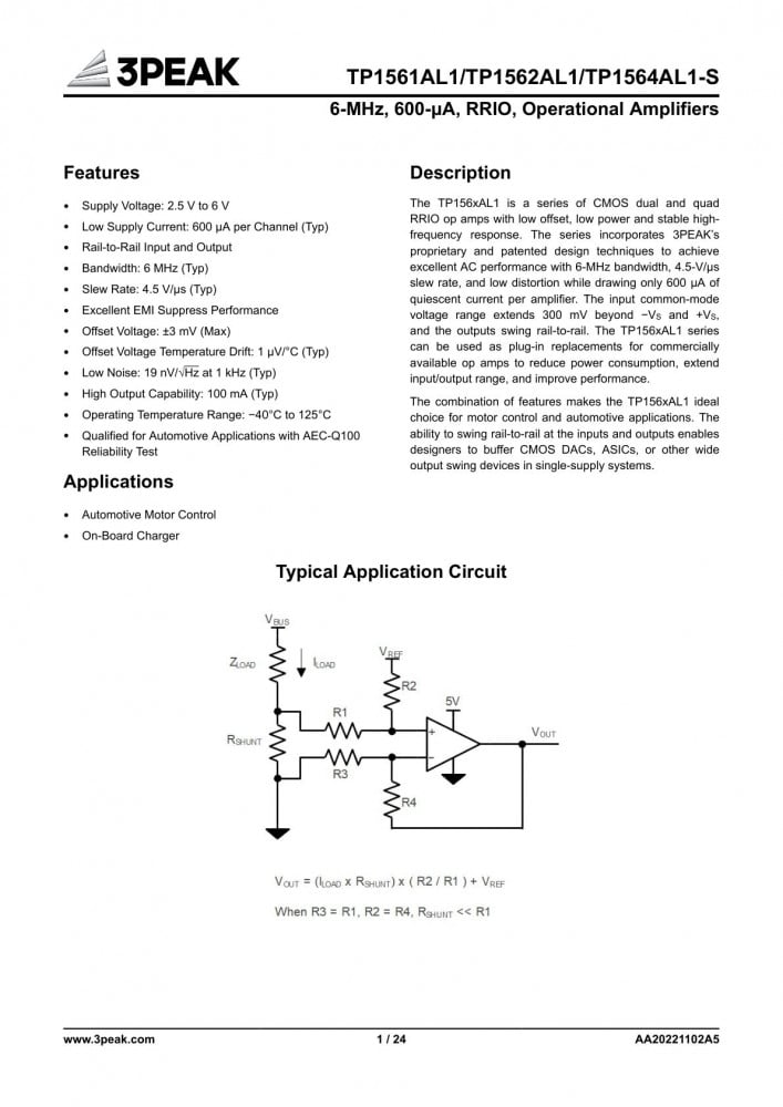 TP1562AL1 datasheet page 1