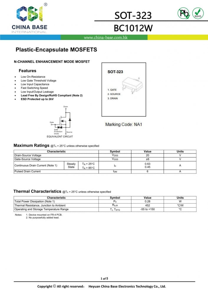 BC1012W datasheet page 1