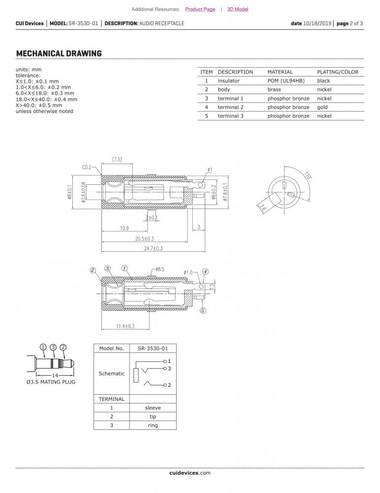 SR-3530-01 product documentation page 2