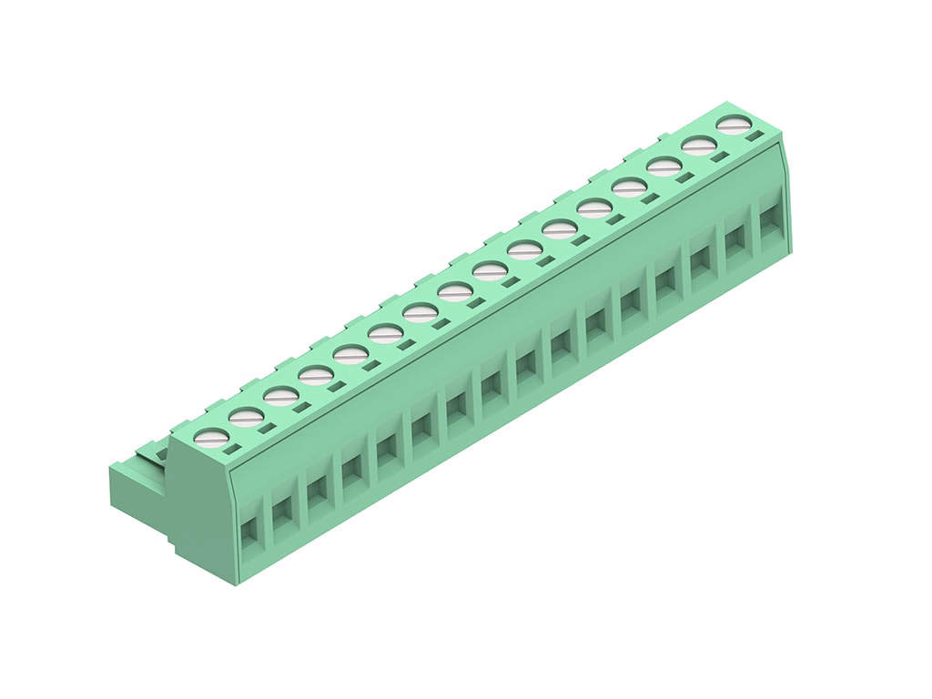 5.08mm Pitch Eurostyle Horizontal Plug, Green Housing, 17 Circuits