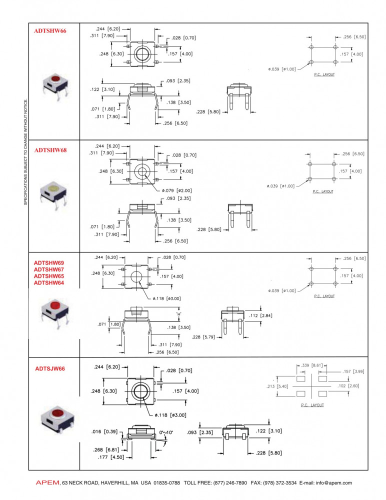 APEM ADTSMW64NVTR technical document page 3