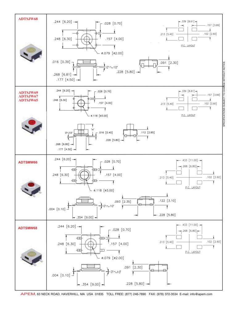 APEM ADTSMW64NVTR technical document page 4