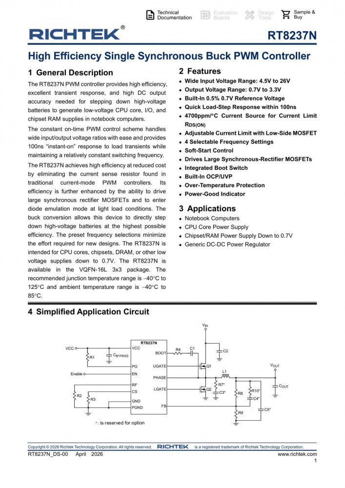 RT8237 technical document page 1
