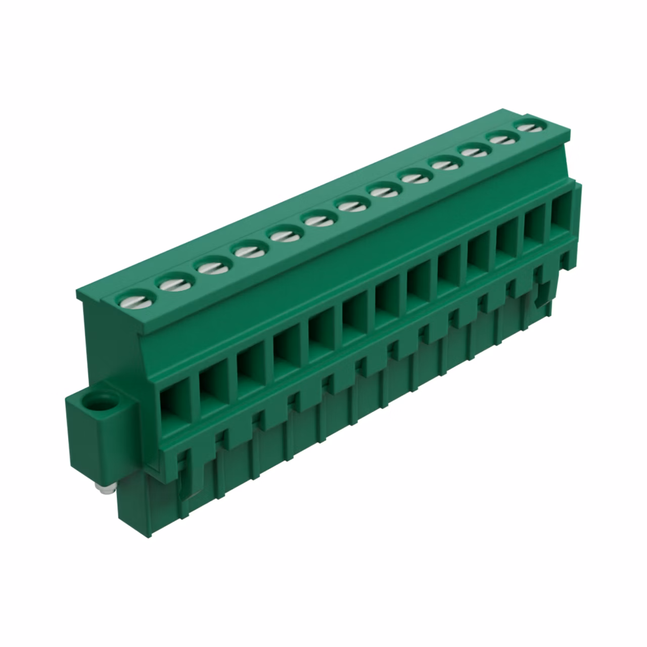 5.00mm Pitch Eurostyle Vertical Plug, with Retention Screws and Reverse Imprinting, Front Wire Entry, Green Housing, 13 Circuits for sale