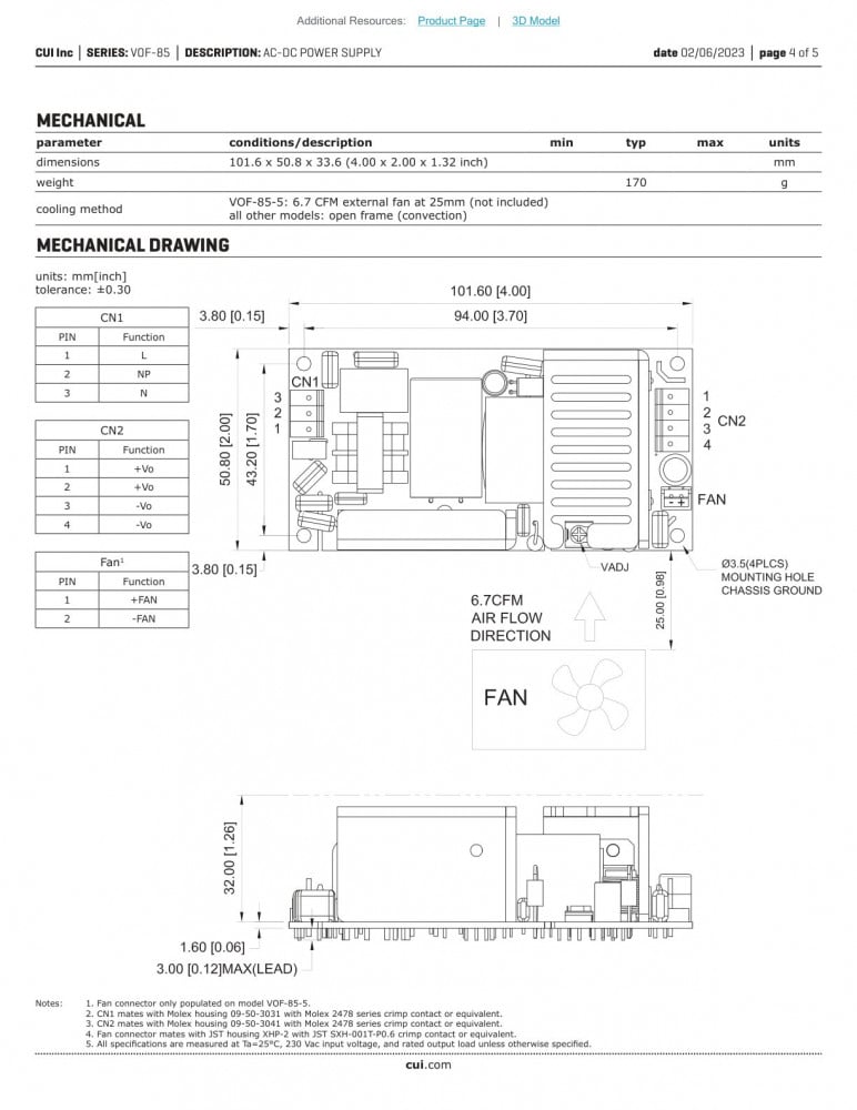 VOF-85 series datasheet page 4