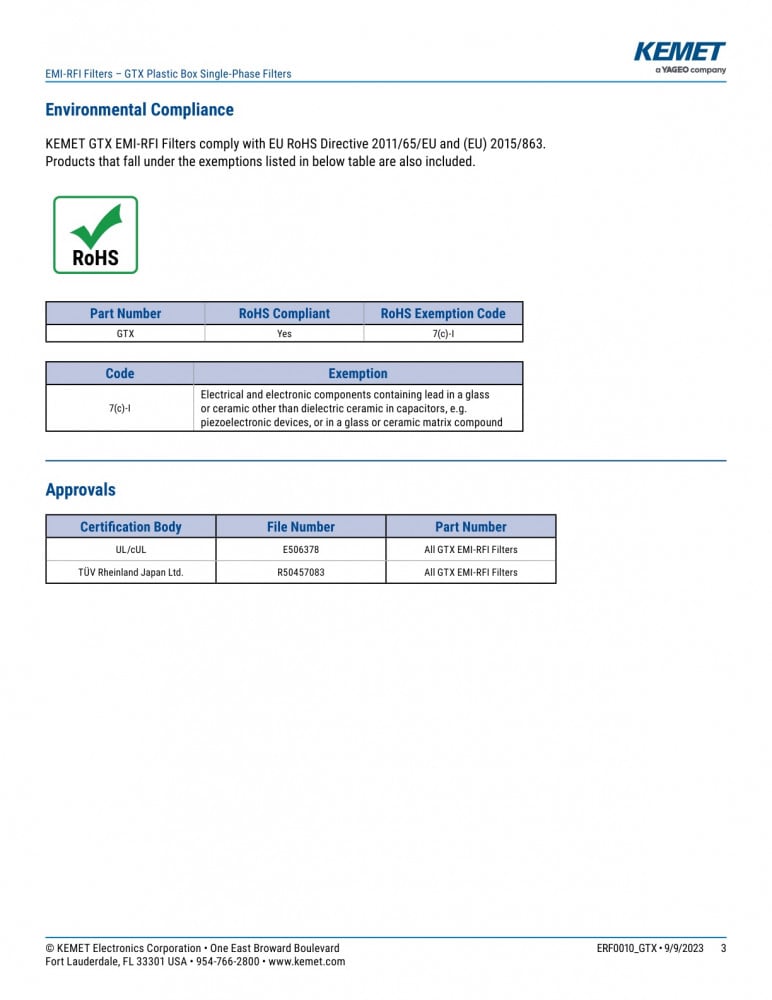 KEMET GTX datasheet page 3