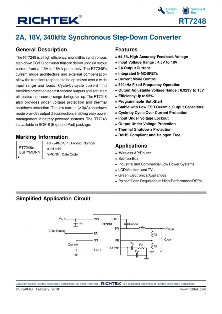 RT7248 technical document, page 1