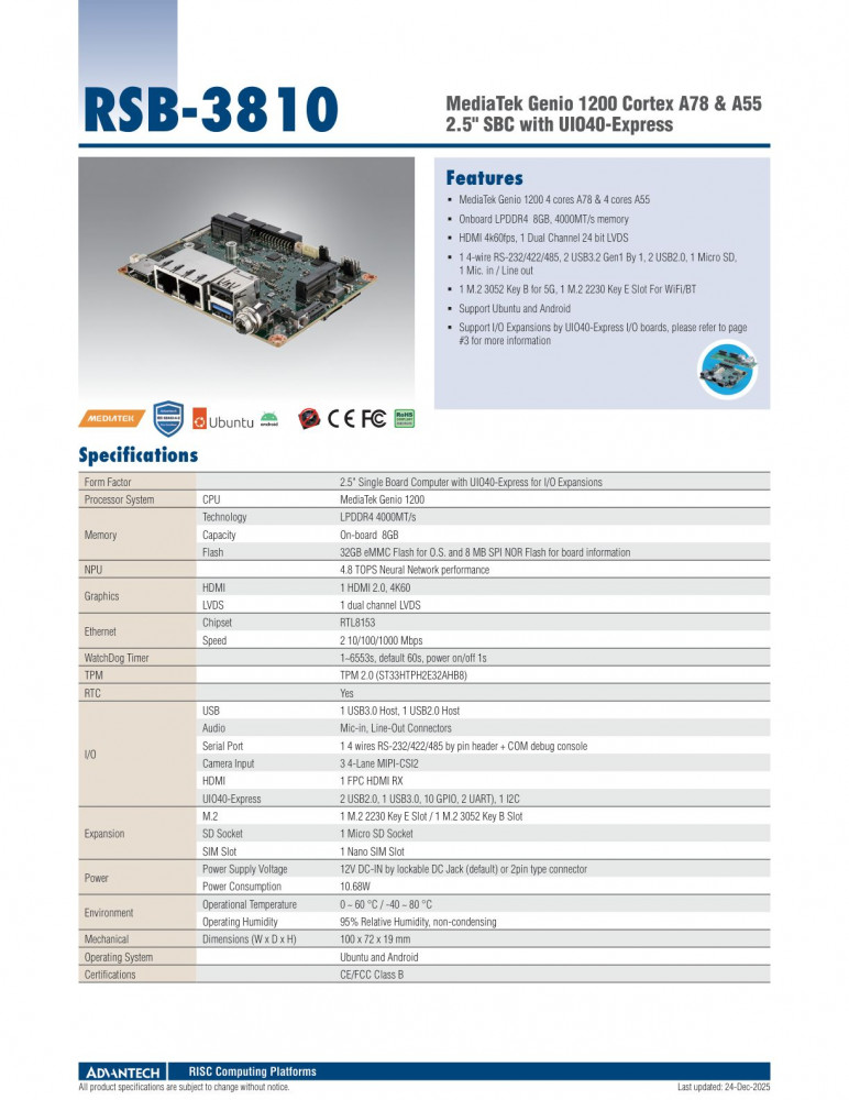 RSB-3810 product documentation page 1