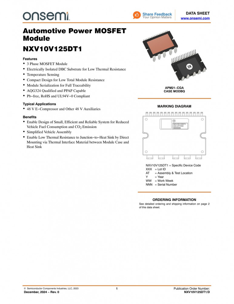 NXV10V125DT1 datasheet page 1