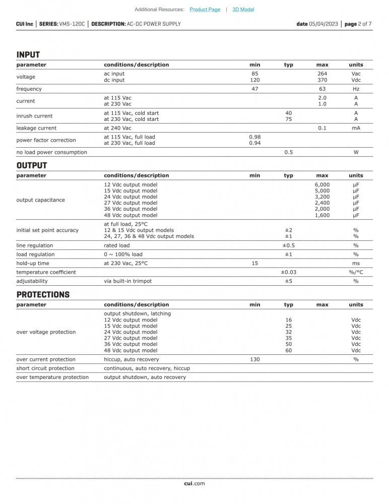 CUI VMS-120C datasheet page 2