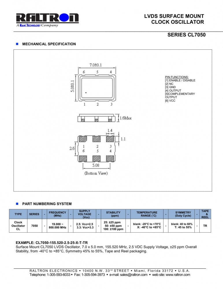 Raltron CL7050 technical document page 2