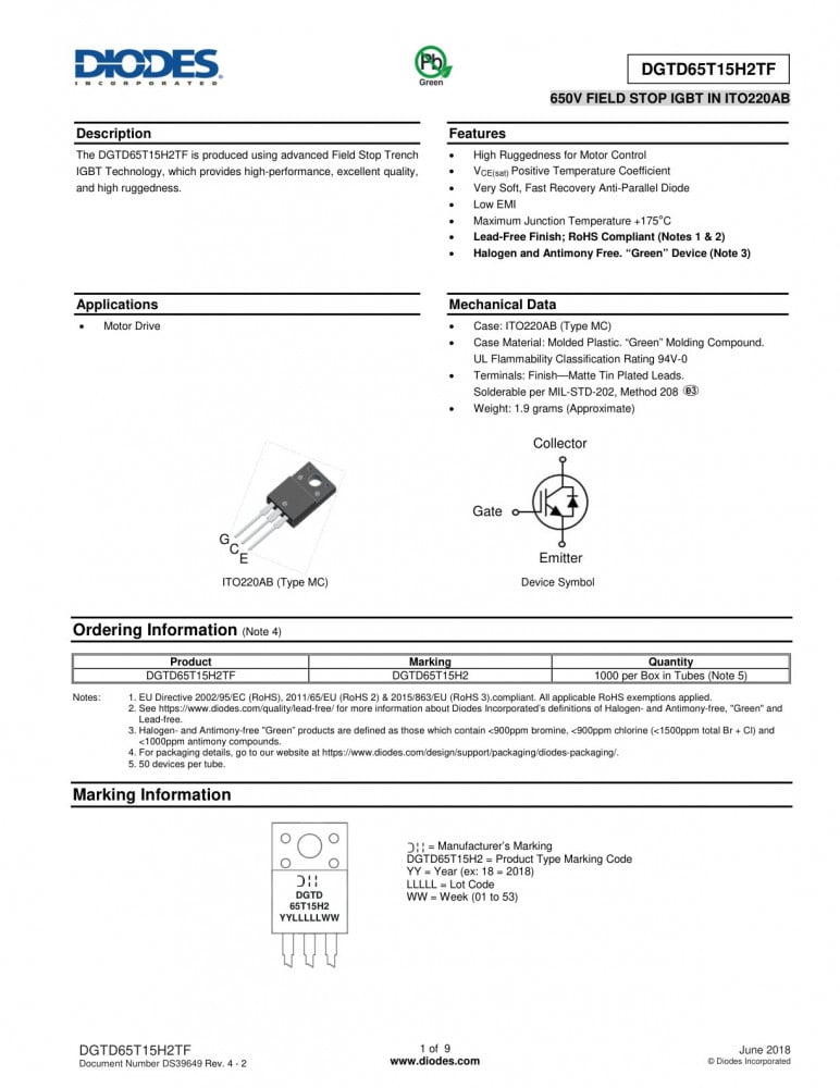 DGTD65T15H2TF datasheet page 1