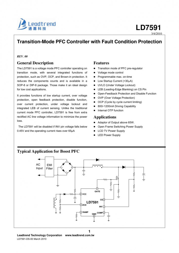 LD7591 datasheet page 1