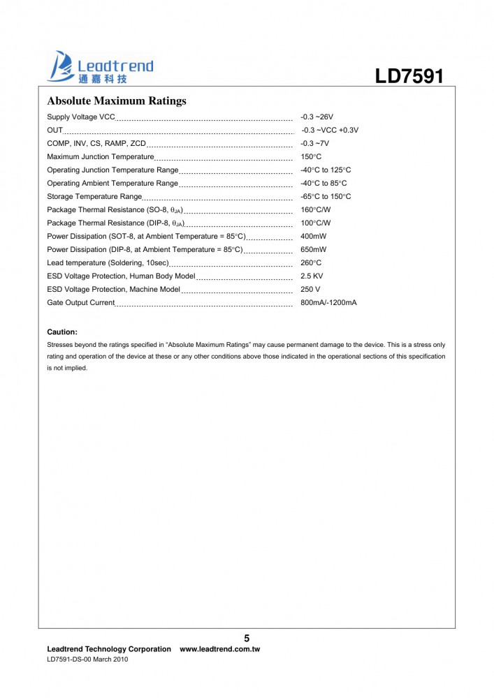 LD7591 datasheet page 5