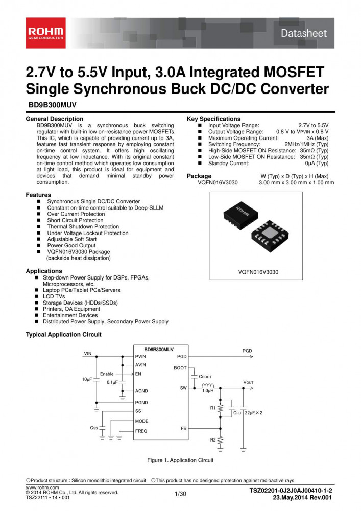 BD9B300MUV-E2 datasheet page 1