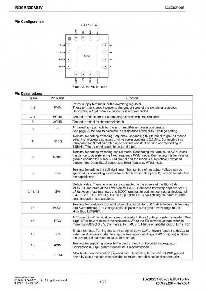 BD9B300MUV-E2 datasheet page 2