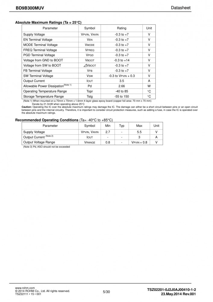 BD9B300MUV-E2 datasheet page 5