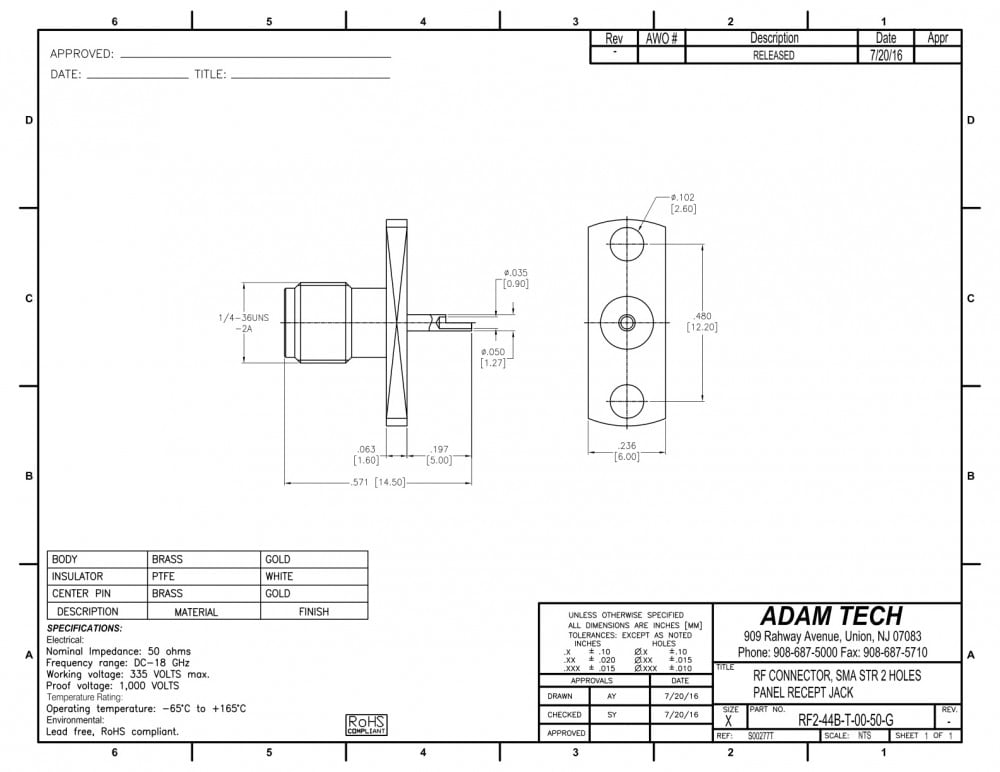 ADAM TECH RF2-44B-T-00-50-G technical document preview
