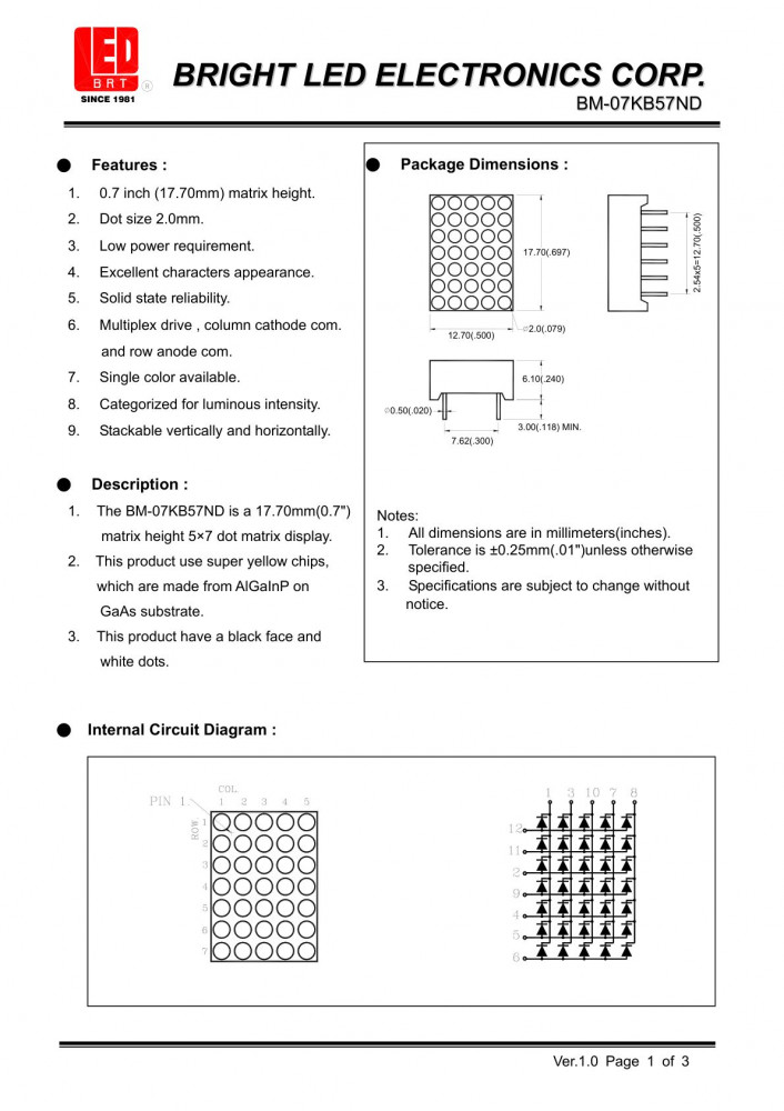 BM-07KB57ND technical document page 1