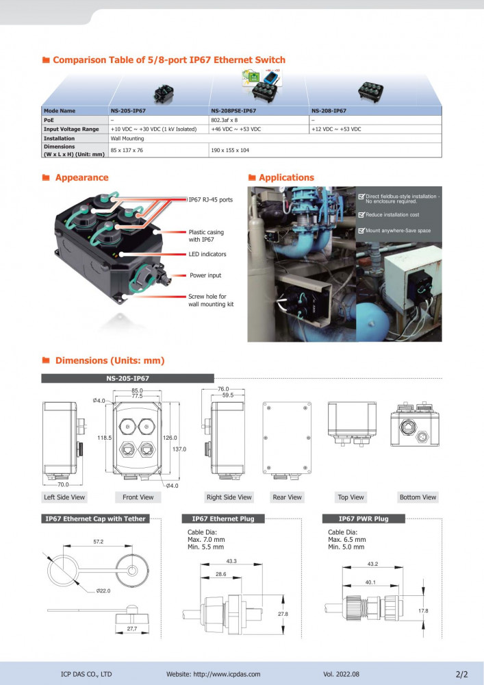 NS-205-IP67 technical document page 2