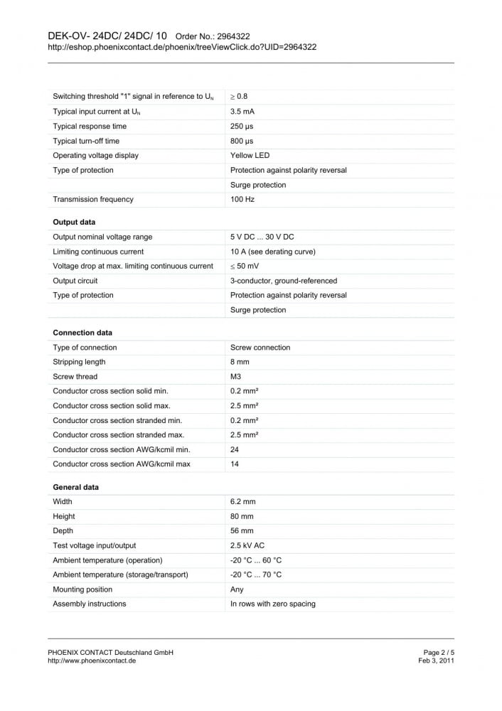 Phoenix Contact 2964322 technical document page 2