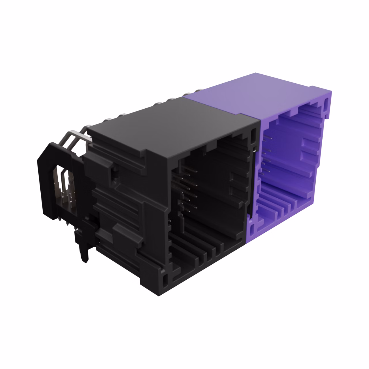 stAK50h 2 Bay Right-Angle Hybrid Header, 64 Circuits, Bay 1: 32 Circuits/Key 3/Dark Gray; Bay 2: 32 Circuits/Key 4/Purple; Tray for sale