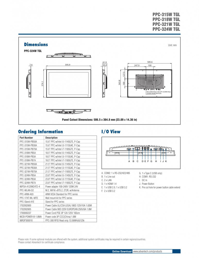 PPC-315W TGL technical document page 4