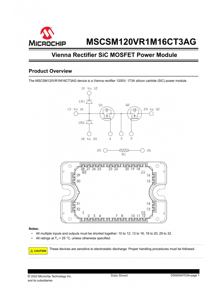 MSCSM120VR1M16CT3AG datasheet page 1