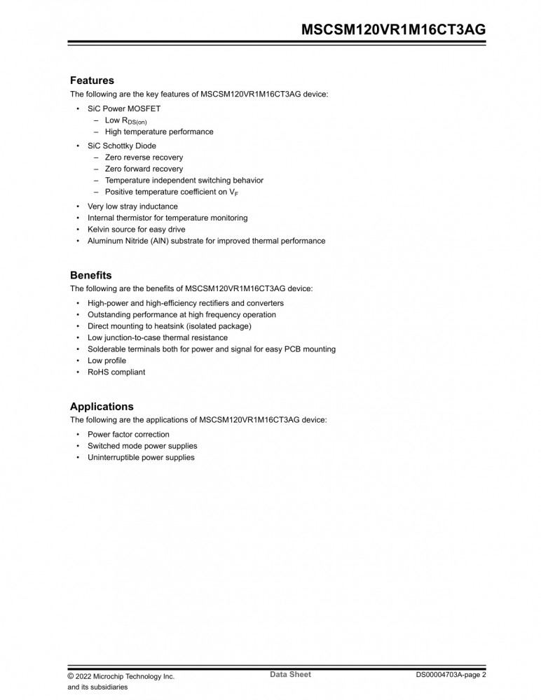 MSCSM120VR1M16CT3AG datasheet page 2