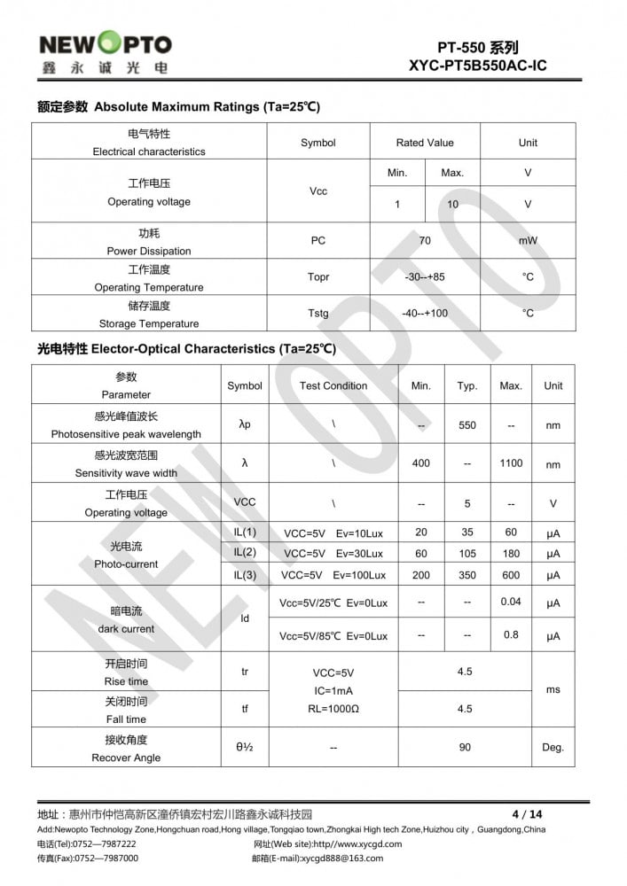 XYC-PT5B550AC-IC specification page 4