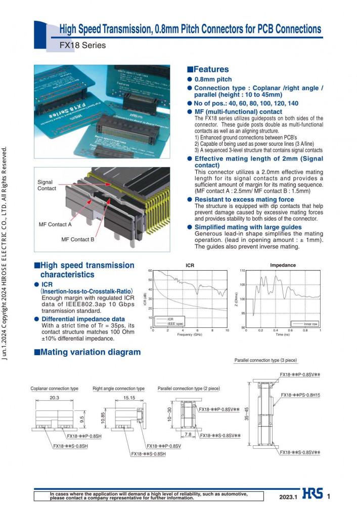 HRS FX18 datasheet page 1