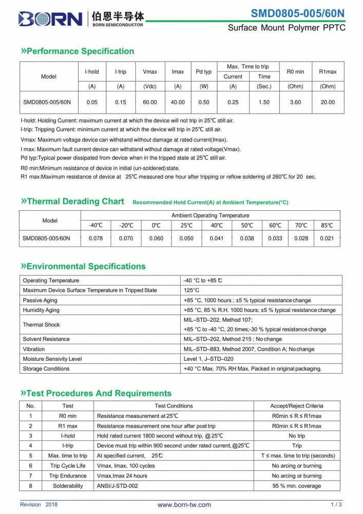 SMD0805-005/60N datasheet page 1