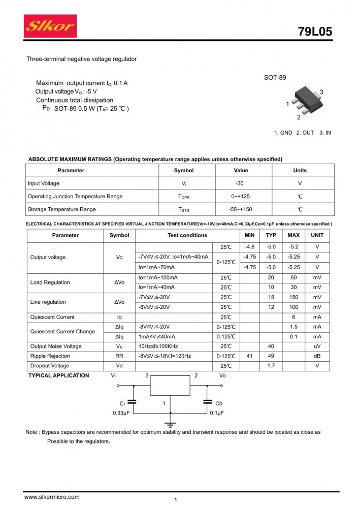 SLKOR 79L05 datasheet page 1