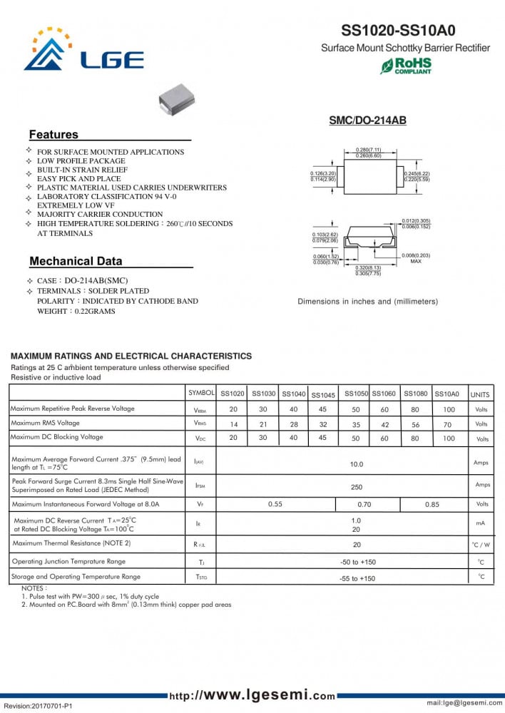 LGE SS1060 datasheet page 1