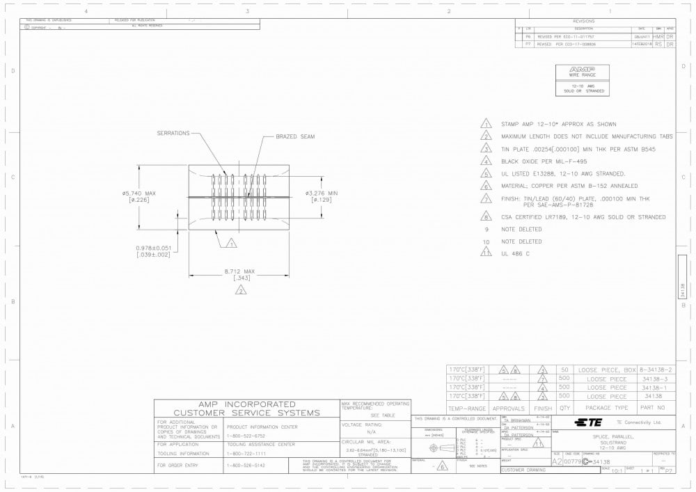 TE Connectivity 34138 technical drawing preview