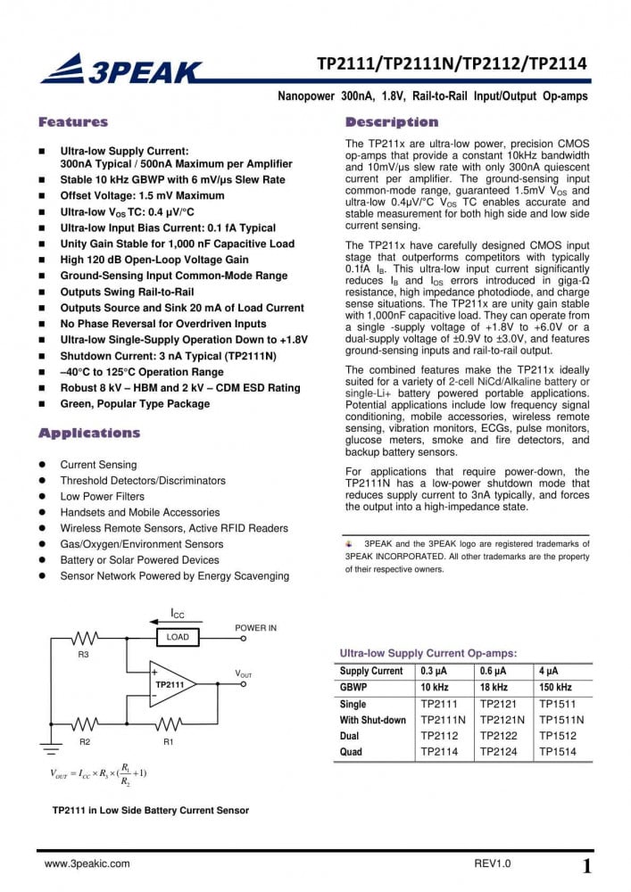 TP2112-SR datasheet page 1