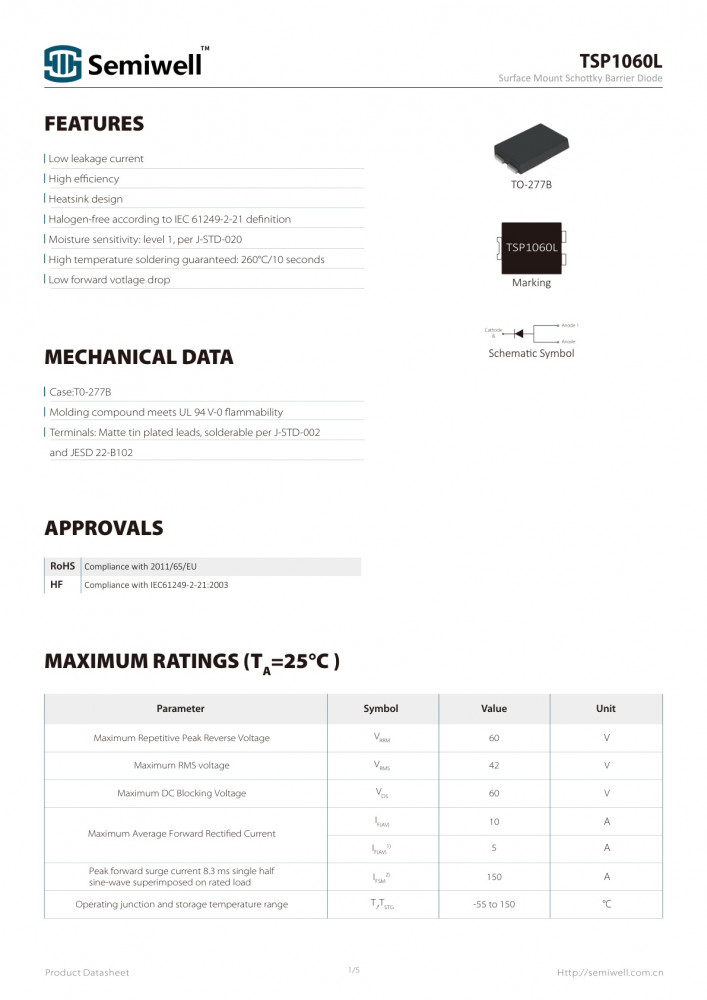 TSP1060L technical document page 1