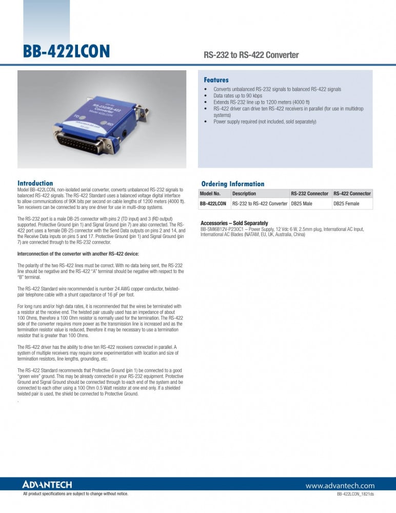 BB-422LCON documentation page 1