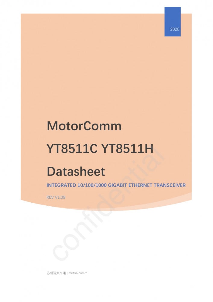 YT8511H datasheet page 1
