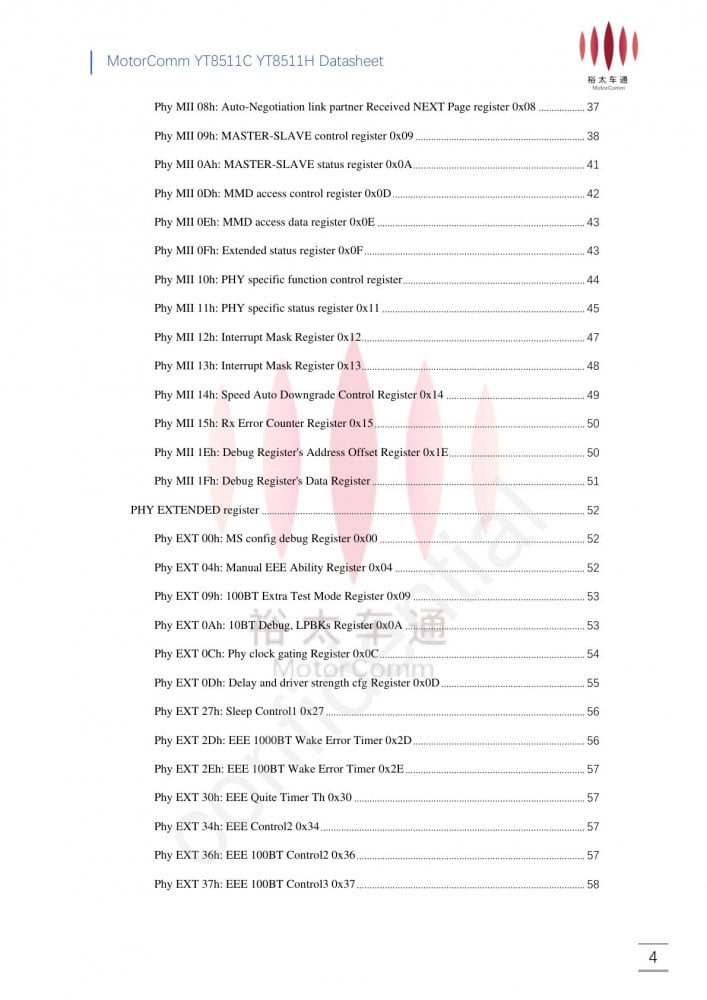 YT8511H datasheet page 5