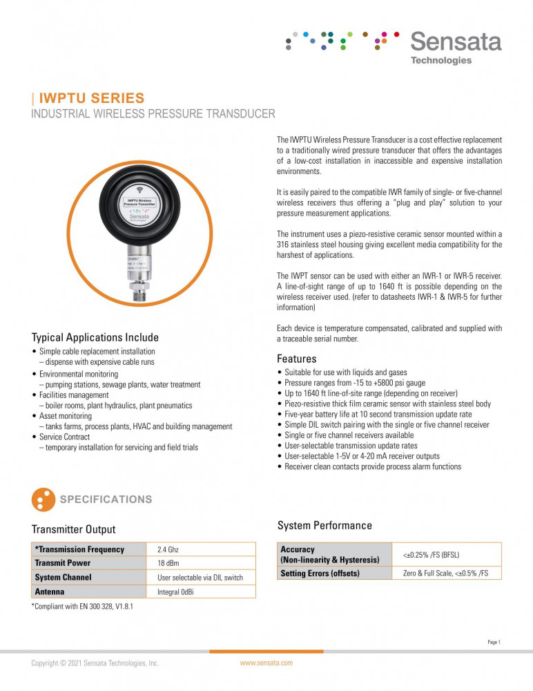 IWPTU series datasheet page 1