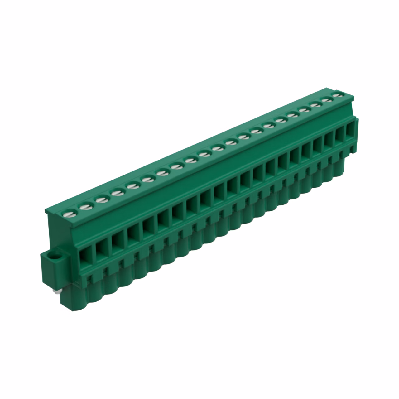 5.00mm Pitch Eurostyle Vertical Plug, with Retention Screws and Standard  Imprinting, Rear Wire Entry, Green Housing, Gold (Au) Plated, 21 Circuits for sale